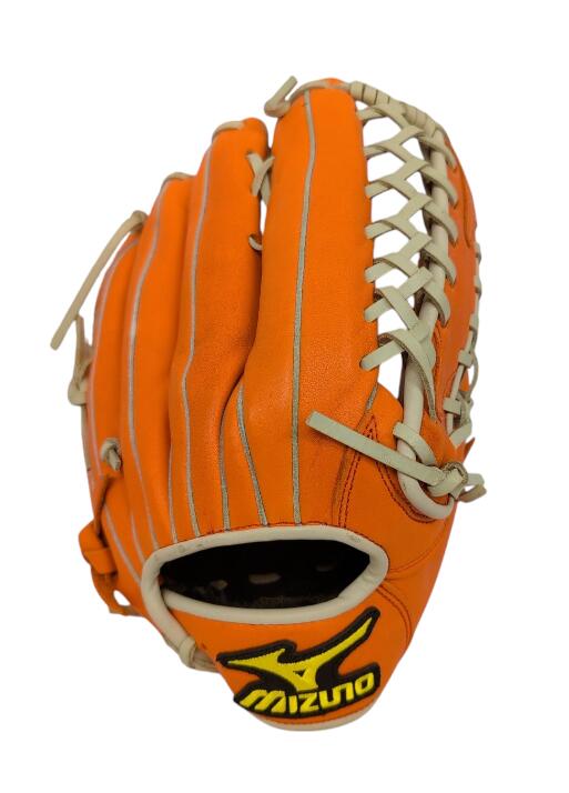 ミズノ グローブ WorldWin ワールドウィン　レザー 軟式　野球用　mizuno 右利き用　右投げ用 オレンジ 【中古】