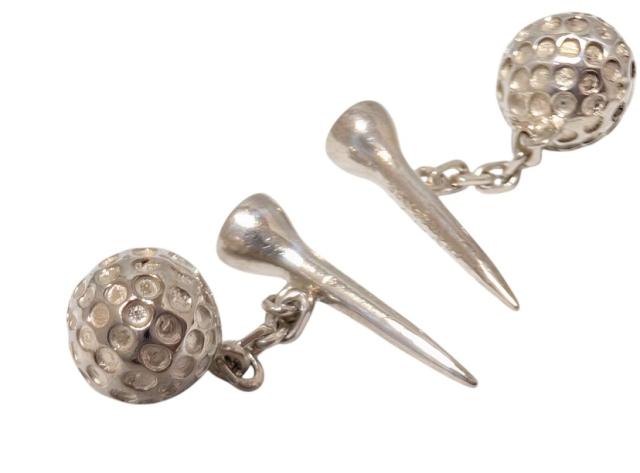 ティファニー カフリンクス カフス ゴルフ ティー ゴルフボール カフスボタン ＳＶ９２５ シルバー ＴＩＦＦＡＮＹ 美品 【中古】