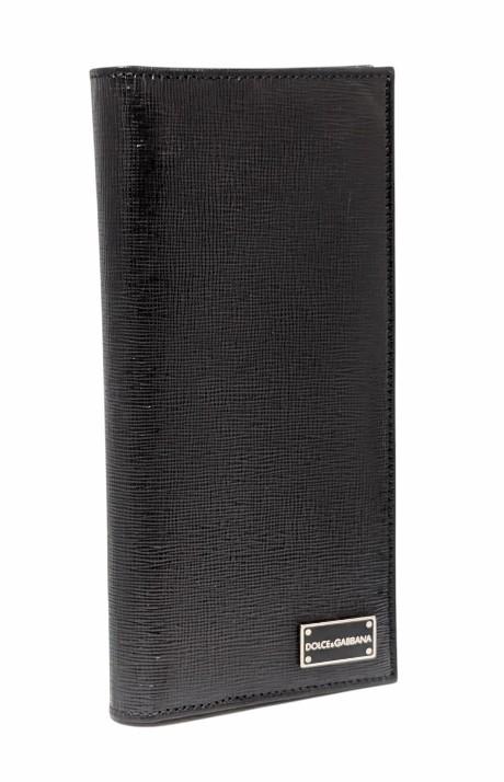 ドルチェ＆ガッバーナ 長財布 型押し レザー ブラック 黒 ロゴプレート ケースあり ロゴ メンズ ドルガバ 二つ折り 財布 D&G DG DO