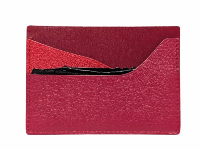 新品同様 エルメス カードケース プティアッシュ レッド系 クロコダイル レザー 名刺入れ ワニ革 自然史 Petit ｈ HERMES 【中古】