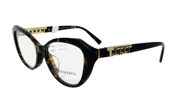 未使用 ティファニー メガネフレーム べっ甲柄　キャットアイ　ティファニー T Tデザイン Tiffany & Co. TF2241-B-F 52□16  TIFFANY レ