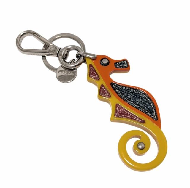 美品 プラダ キーリング タツノオトシゴ キーホルダー バッグチャーム シーホース アクセサリー PRADA イタリア製  【中古】