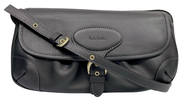 未使用 ポールスミス ショルダーバッグ PWQ070 レザー ブラック 黒 ポシェット レディース 牛革 ハンティングレザー バッグ Paul Smith