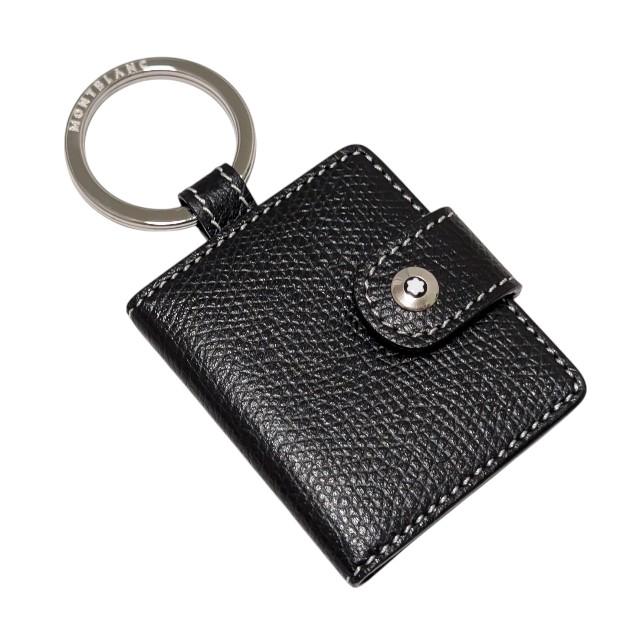 未使用 モンブラン フォトケース キーホルダー ロゴ キーリング　ロケット　レザー ブラック 黒 メンズ 紳士用 MONTBLANC 【中古】