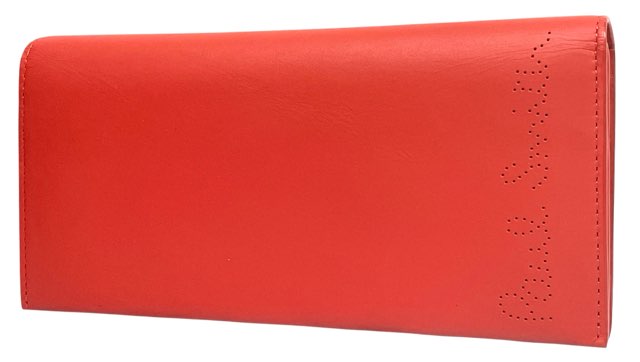 未使用 ポールスミス 長財布 レザー ロゴ パンチング　オレンジ　ケースあり 財布 牛革　メンズ レディース Paul Smith 二つ折り B