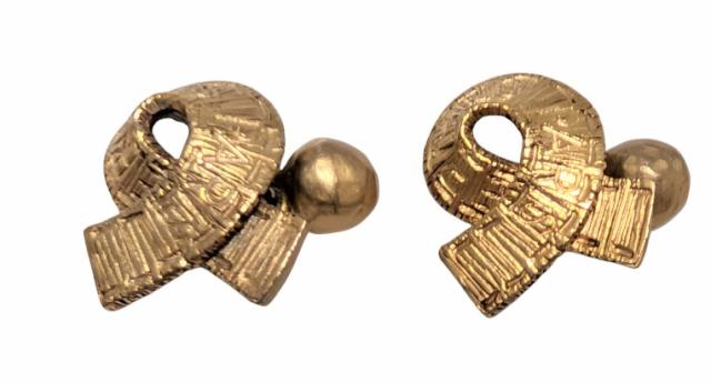 エルメス カフス ゴールド ヴィンテージ カフリンクス GP リボンモチーフ HERMES ロゴ カフスボタン メンズ アクセサリー メタル製 金メ