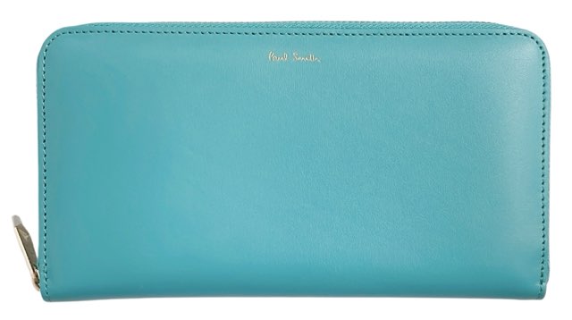 未使用 ポールスミス ラウンドファスナー 長財布 VPS626 ターコイズ　ブルー 水色　マルチストライプ レザー ジップアラウンド ジッピー