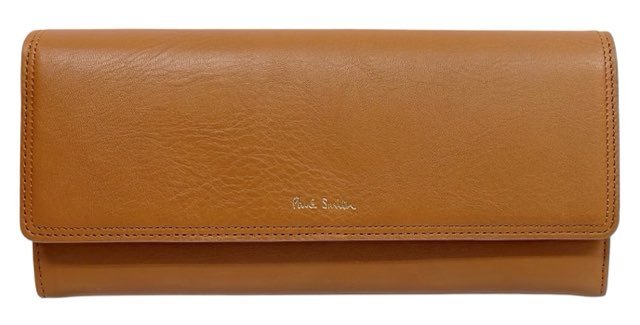 未使用 ポールスミス 長財布 レザー ロゴ 　キャメル　ブラウン　レッド　ケースあり 財布 牛革　メンズ レディース Paul Smith 二