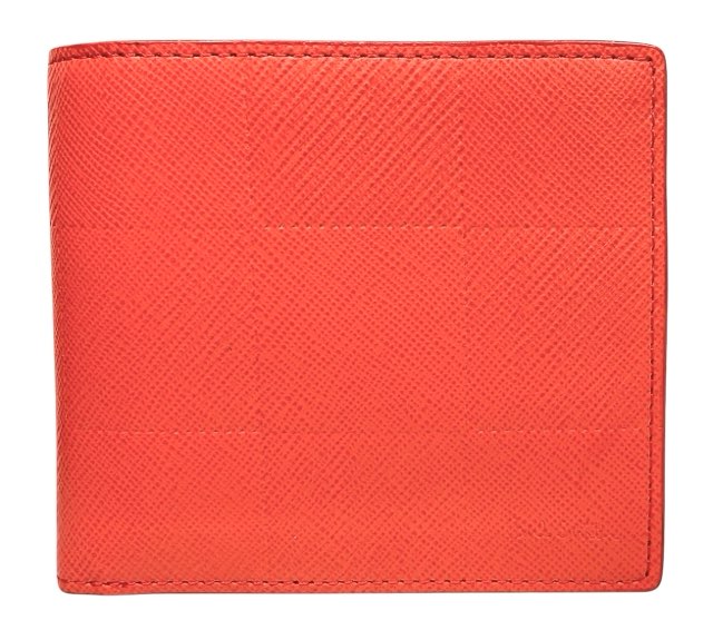未使用 ポールスミス 財布 二つ折り オレンジ　レザー チェックエンボス チェック 紳士用 メンズ 二つ折り財布 Paul Smith 【中古】