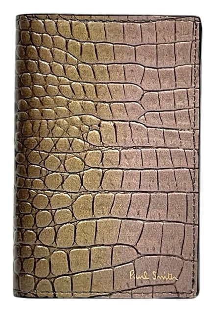 未使用 ポールスミス カードケース 二つ折り クロコ型押し　グラデーション　VPS746 イタリア製  クロコ 本革 定期入れ パスケース 名刺