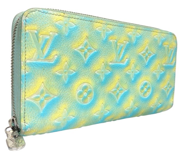 ルイヴィトン 長財布 LOUIS VUITTON　ジッピー ウォレット モノグラム　アンプラント  ヴェール・ドー ブルー イエロー M81466 レザー