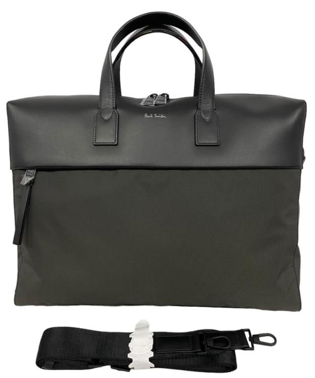 未使用 ポールスミス 2WAY バッグ ブリーフケース ビジネスバッグ ショルダーバッグ レザー グレー ブラック 黒 メンズ Paul Smith APS50