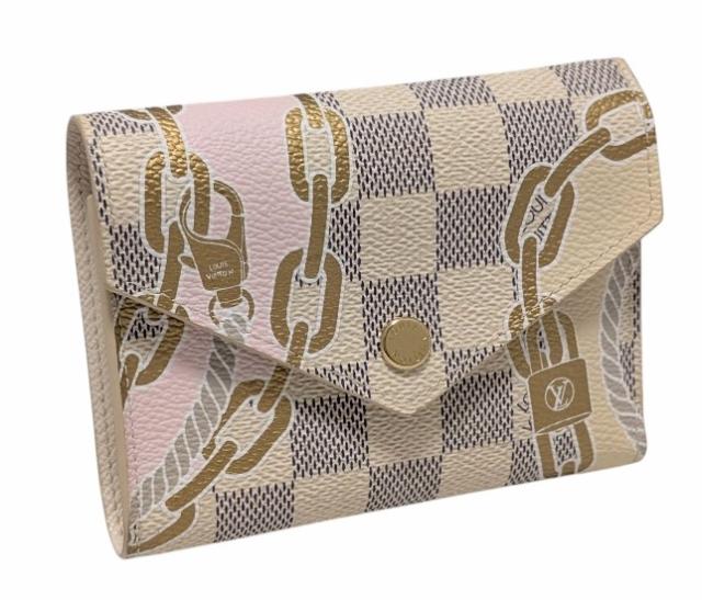 ルイヴィトン ダミエ アズール ノーティカルヴィクトリーヌ N40468 三つ折り財布 ロープ チェーン ポルトフィオユ･ヴィクトリーヌ コンパ