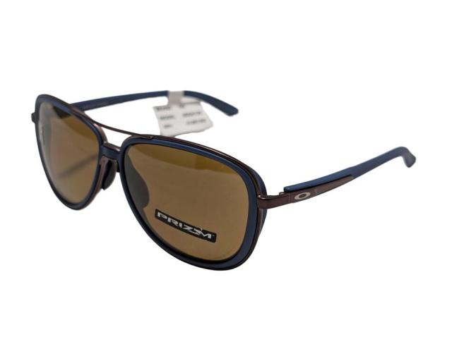 未使用 オークリー サングラス スプリットタイム OO4129 Split Time PRIZM P 偏光レンズ ネイビー ブロンズ ティアドロップ OAKLEY 【中