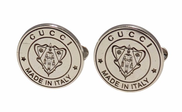 グッチ カフス クレスト 紋章 ＳＶ９２５ シルバー カフリンクス 銀製 ＡＧ９２５ メンズ 紳士用 【中古】