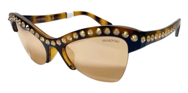 未使用 スワロフスキー サングラス 大粒ストーン SK6043 ブラウン　茶色　クリスタル ストーン SWAROVSKI 石　ラインストーン レディース