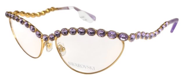 未使用 スワロフスキー メガネ　眼鏡　メガネフレーム キャットアイ めがね　キャッツアイシェイプ SK1030 クリスタル　パープル ストー