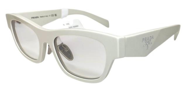 未使用 プラダ サングラス PRADA PR B09SF スクエア ホワイト レディース メンズ  ロゴ SUNGLASSES 【中古】