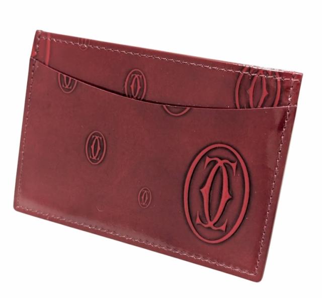 カルティエ カードケース ハッピーバースデー  名刺入れ ボルドー マチなし L3001476 パテントレザー メンズ レディース ２Ｃ Ｃ２ Ｃａ