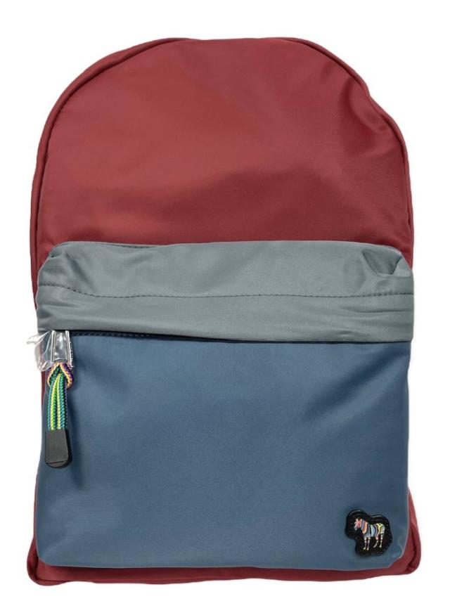 未使用 ピーエス バイ ポールスミス リュック バックパック ゼブラ ナイロン カラーブロック PS レッド グレー ブルーグレー  BMB072 リ