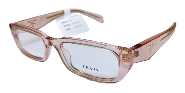 未使用 プラダ 眼鏡 メガネフレーム PR B05V ロゴ ピンク スクエア メンズ レディース クリア　クリアピンク フレーム 眼鏡フレーム めが