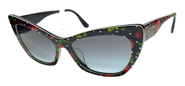 未使用 ドルチェ&ガッバーナ サングラス ドルガバ ロゴ DG  DG4370 32298G56 花柄  アイウェア 　キャットアイ　バラ　レッド　赤　ブラ