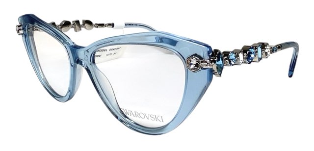 未使用 スワロフスキー メガネ 眼鏡フレーム SK2047 クリアフレーム　クリア　クリアブルー　ブルー　青 ストーン SWAROVSKI 石　ライン