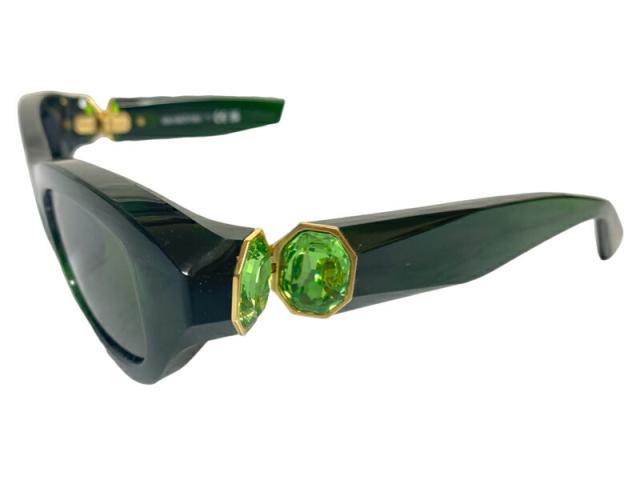 未使用 スワロフスキー サングラス キャットアイ ラウンドスクエア SK6036 クリスタル　グリーン　緑　　ストーン SWAROVSKI 石　大粒