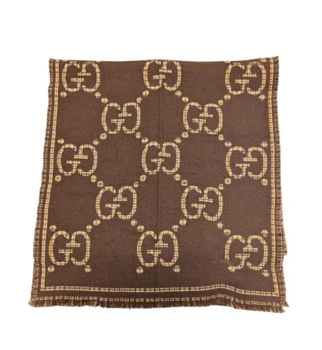 グッチ マフラー GGウール マフラー スカーフ チェック ブラウン リバーシブル 660025 GG柄 GGジャガード ジャンボGG メンズ レディース