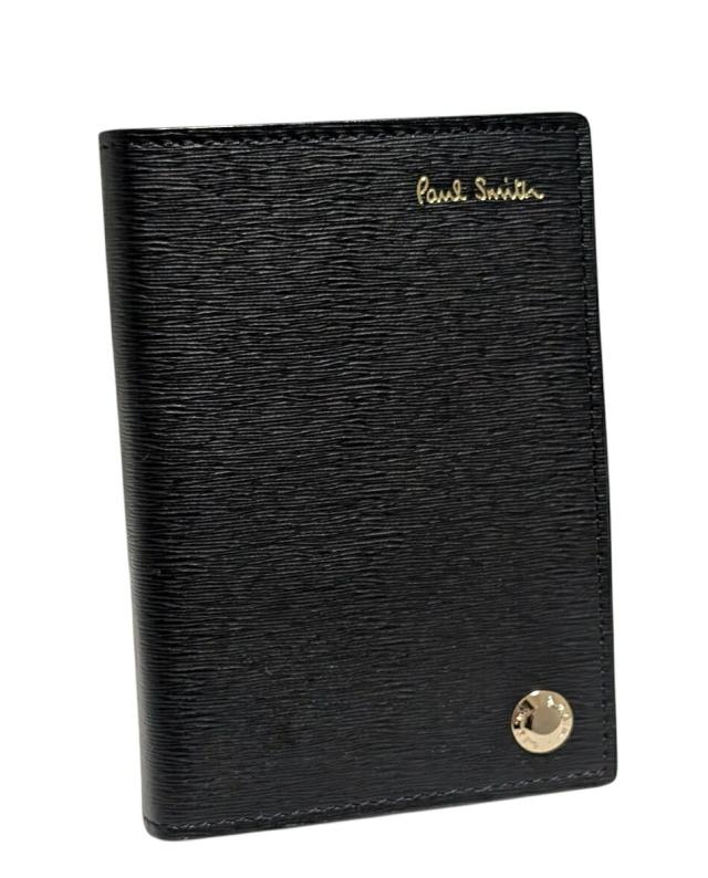 未使用 ポールスミス カードケース BPS251 型押し レザー ピボット 黒 ブラック 名刺入れ クレジットカードケース ストローグレイン ブラ