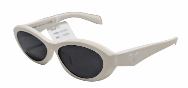 未使用 プラダ サングラス PRADA PR B06SF スクエア ホワイト 白 ブラック 黒 レディース メンズ ロゴ SUNGLASSES 【中古】