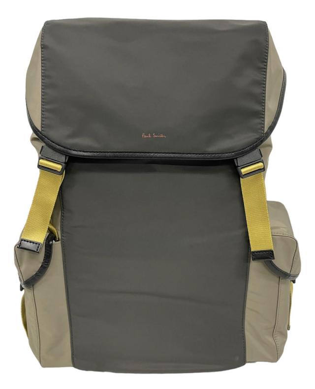 新古品 未使用 大容量 ポールスミス リュック バックパック リュックサック オリーブ ダークグレー ナイロン メンズ レディース Paul Smi