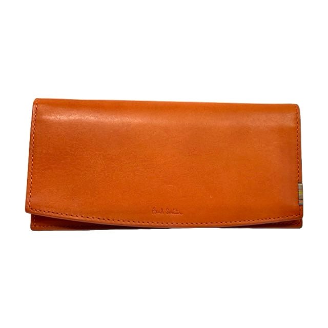 未使用 ポールスミス 長財布 レザー ブラウンー　茶色　マルチストライプ　ケースあり 財布 メンズ レディース Paul Smith 二つ折