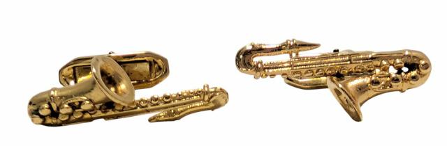 新品同様 ドルチェ＆ガッバーナ カフス サックス 楽器モチーフ ゴールド メタル製 GP カフリンクス カフスボタン メンズ アクセサリー　D