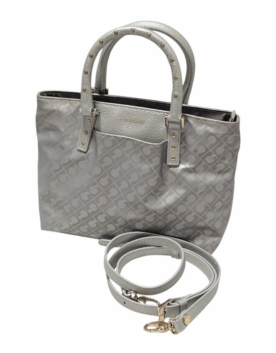 ゲラルディーニ ２WAY　ハンドバッグ　ショルダーバッグ ミニトートバッグ シルバー スタッズ　総柄 ソフティ ナイロン レディース GHERA