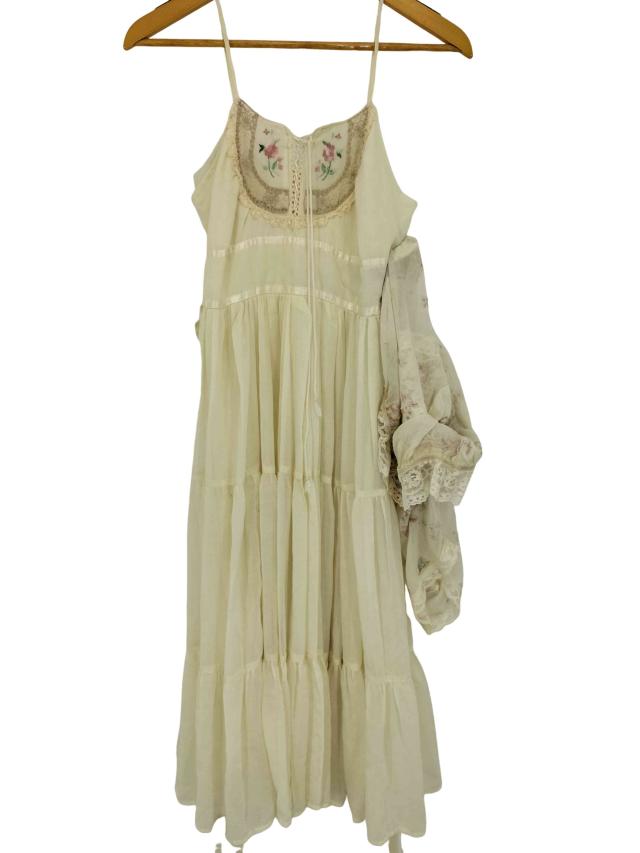 GUNNE SAX(ガニーサックス) USA製 紙タグ ヴィンテージ 花柄 フリル ドレスワンピース レディース 表記無 【中古】【ブランド古着バズストア】