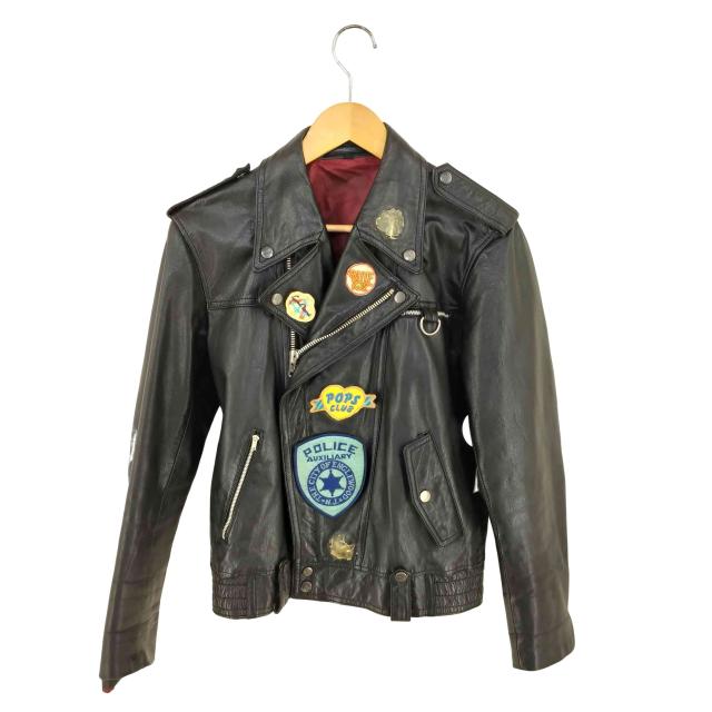 USED古着(ユーズドフルギ) ワッペン カウレザー ダブルライダースジャケット メンズ 表記無 【中古】【ブランド古着バズストア】