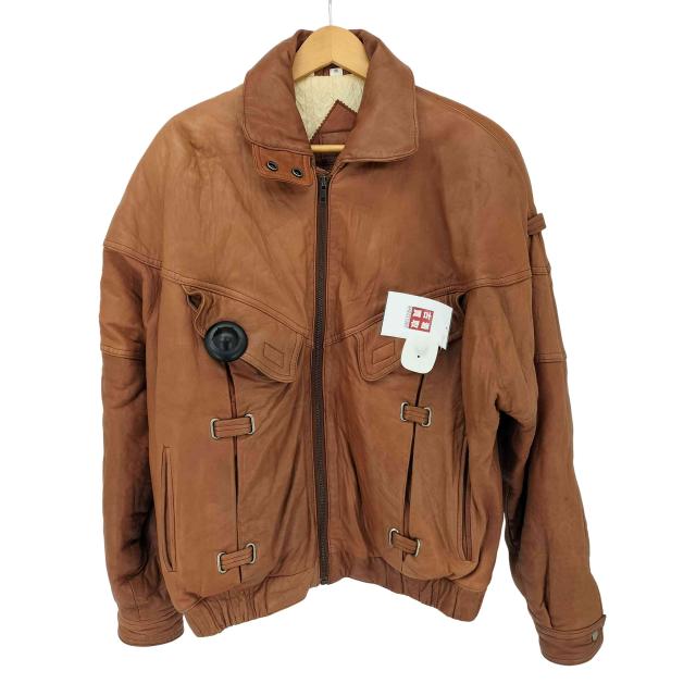 USED古着(ユーズドフルギ) {{CHIA}} 90S 本革 チンスト付き レザージャケット メンズ 表記無 【中古】【ブランド古着バズストア】