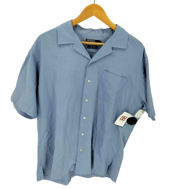 Polo by RALPH LAUREN(ポロバイラルフローレン) 90S CALDWELL シルクコットン オープンカラーシャツ ポニー無し メンズ import：L 【中古】【ブランド古着バズストア】