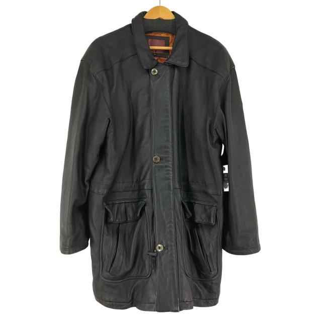 USED古着(ユーズドフルギ) SUB URBAN シープスキン 裏地総柄 レザーハーフコート メンズ  LL【中古】【ブランド古着バズストア】