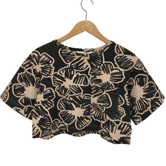 MAX MARA(マックスマーラ) 白タグ 総柄 クロップド フラワーペイント ジャージートップス レディース JPN：M 【中古】【ブランド古着バズストア】
