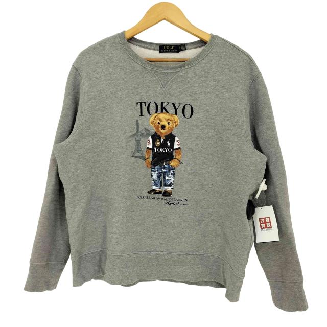 POLO RALPH LAUREN(ポロラルフローレン) 現行タグ ポロベア シティベアエディション TOKYOモデル 前Vガゼット 裏起毛スウェット メンズ import：L 【中古】【ブランド古着バズストア】
