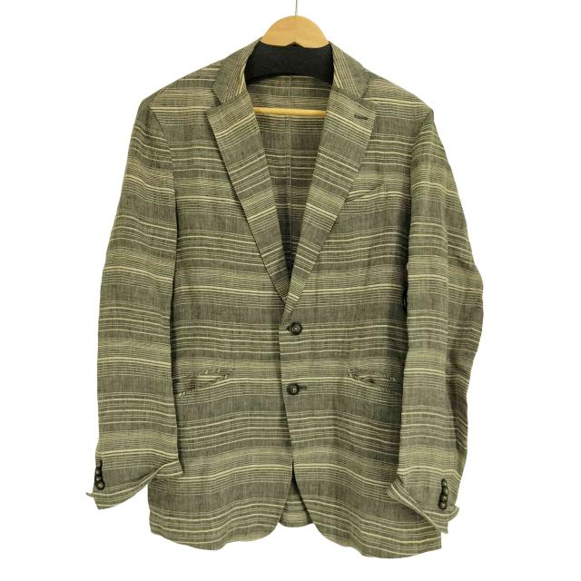 MAURIZIO BALDASSARI(マウリツィオバルダサーリ) ボーダー リネン100 2B テーラードジャケット メンズ EUR：50 【中古】【ブランド古着バズストア】