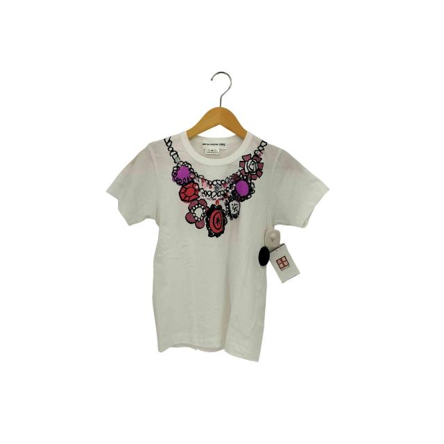 COMME DES GARCONS GIRL(コムデギャルソンガール) ビジューラインストーンデザイン イラスト クルーネック半袖Tシャツ カットソー レディース  XS【中古】【ブランド古着バズストア】