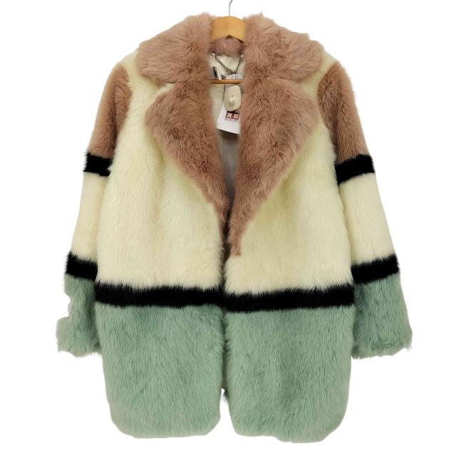 Jakke(ジャッキー) マルチカラー フェイクファーコート レディース UK：6 【中古】【ブランド古着バズストア】
