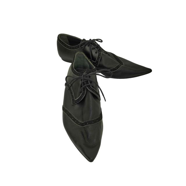 UNDERCOVER(アンダーカバー) 02AW WITCH’S CELL DIVISION 魔女期 パンチング スウェード ポインテッドトゥ レザー ドレス シューズ vibramソール レディース  XXS【中古】【ブランド古着バズストア】