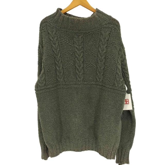 Polo by RALPH LAUREN(ポロバイラルフローレン) 90S HAND KNIT シルク ウール ケーブル ボトルネック ニット メンズ import：L 【中古】【ブランド古着バズストア】