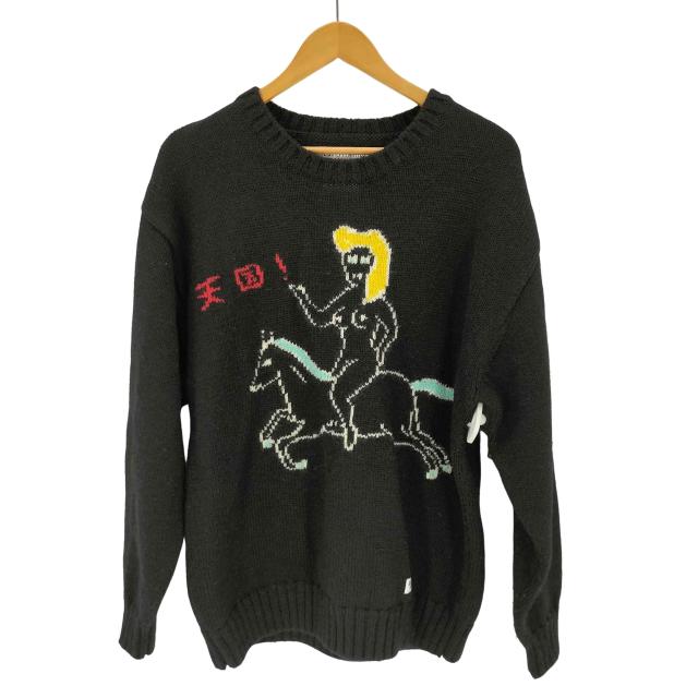 WACKO MARIA(ワコマリア) 23AW 世界平和プロジェクト INTARSIA CREW NECK SWEATER ヌードレディー ウールニット セーター メンズ JPN：M 【中古】【ブランド古着バズストア】