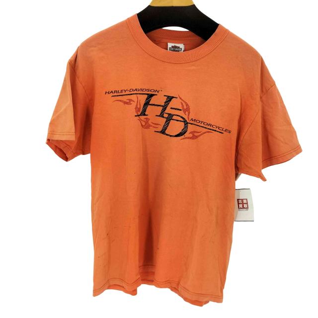 HARLEY-DAVIDSON(ハーレーダビッドソン) 90s HANES BEEFYボディ USA製 両面プリントクルーネックTシャツ メンズ  L【中古】【ブランド古着バズストア】