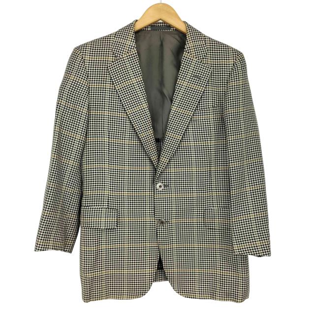 BURBERRYS(バーバリーズ) prestige collection シルク100 ハウンドトゥース 2Bテーラードジャケット メンズ 表記無 【中古】【ブランド古着バズストア】